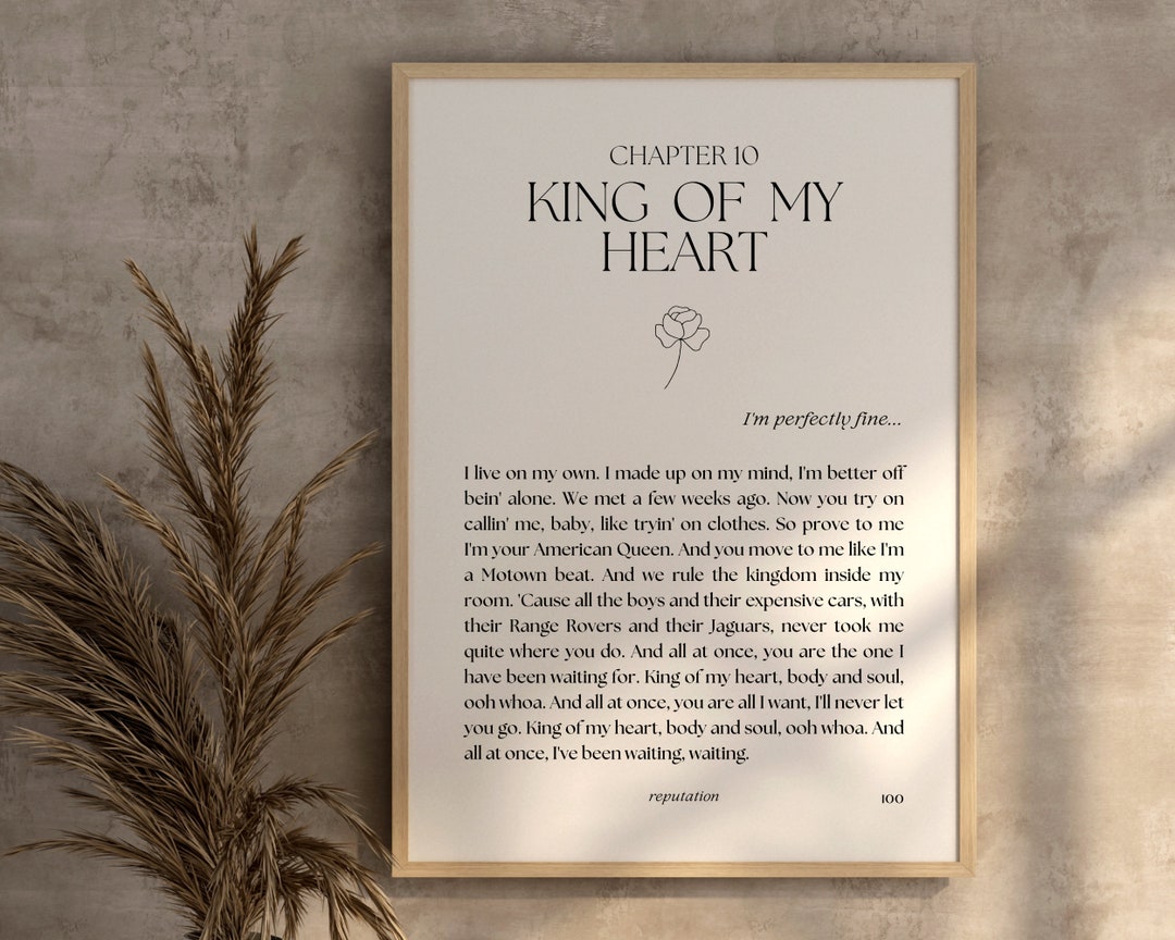 King Of My Heart Lyric Digitaldruck Taylor Print Taylor Etsy De