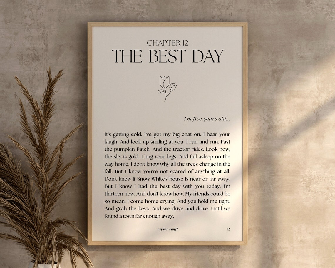 The Best Day Lyrics Print Taylor Swift Fearless Lyric Poster - Etsy