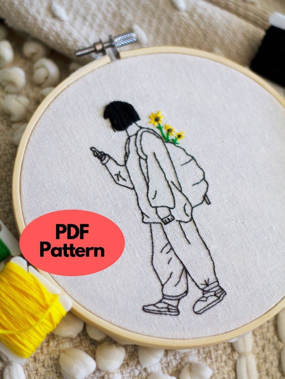 PDF Embroidery Pattern / Line Drawing Embroidery Pattern / | Etsy