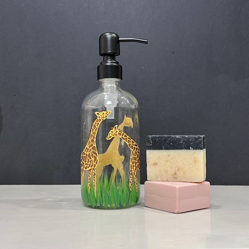 Hand Painted Giraffe Bottle: Unique Kitchen & Bath Animal Decor - Etsy