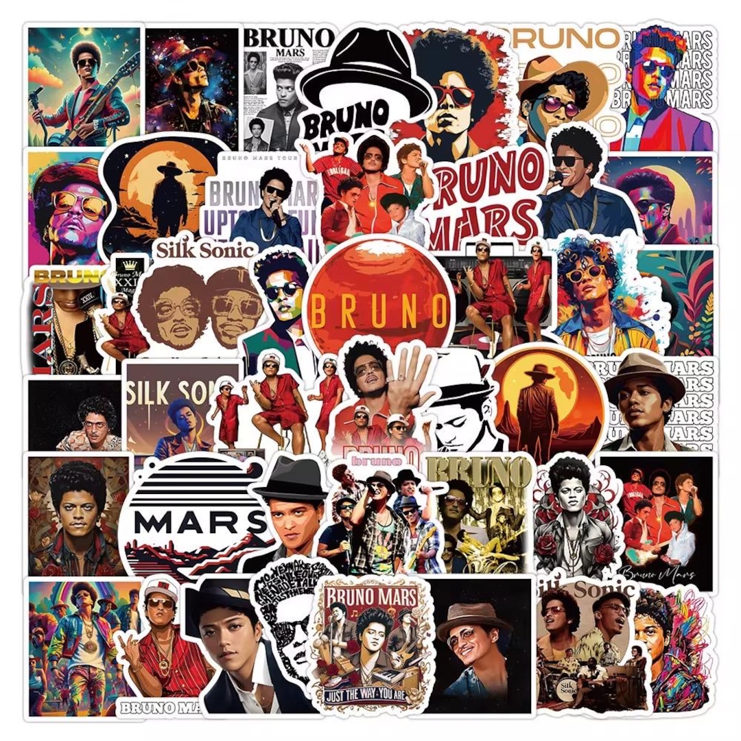 50pcs/pack Bruno Mars Stickers - Decals Phone Scrapbook Skateboard ...