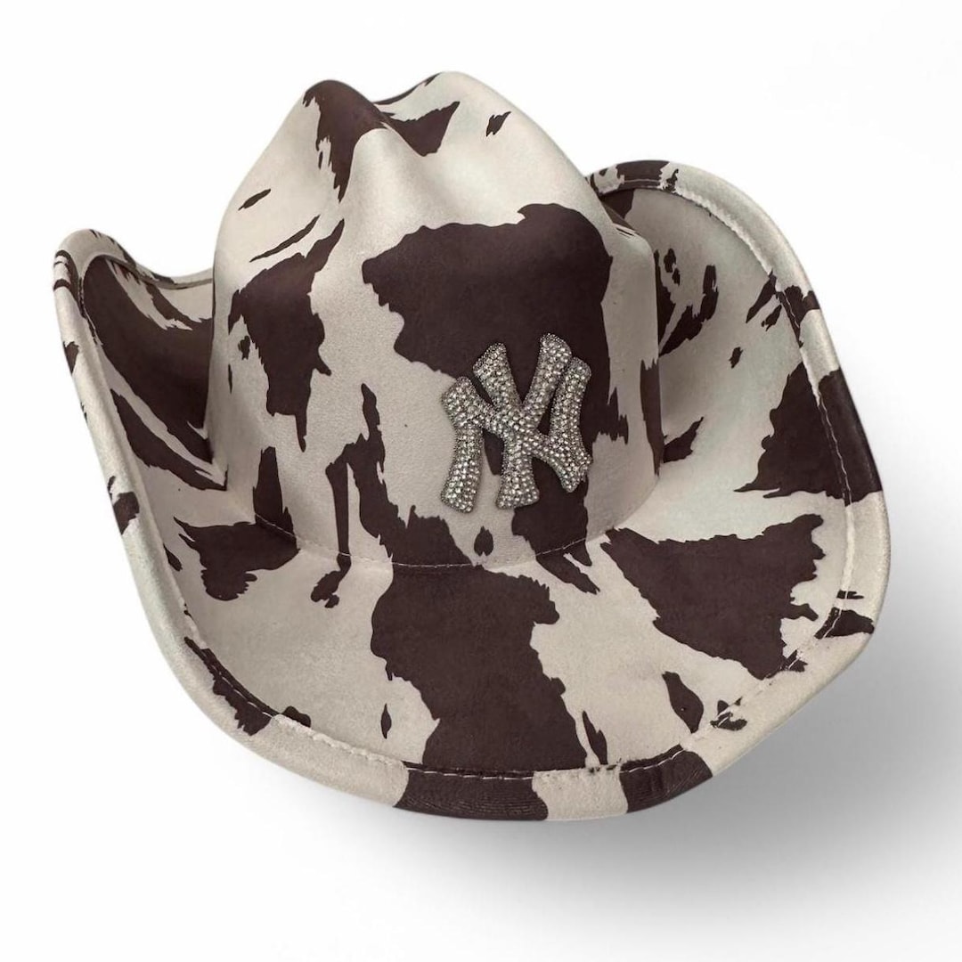 New York Yankees NY Rhinestone Cow Print Cowboy Hat (customized ...