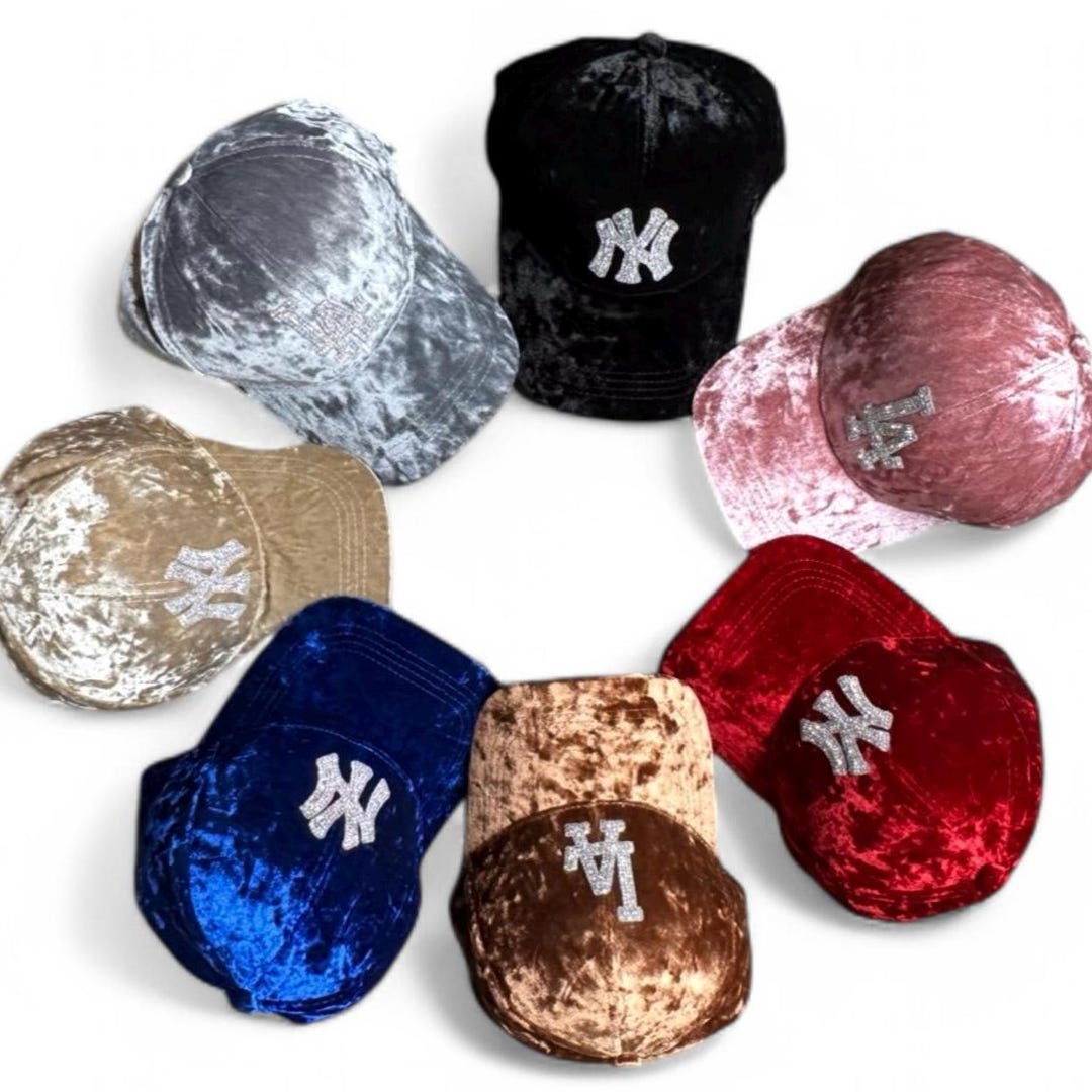 Custom Velvet Adjustable Hat (variety Styles) Rhinestone New York NY ...