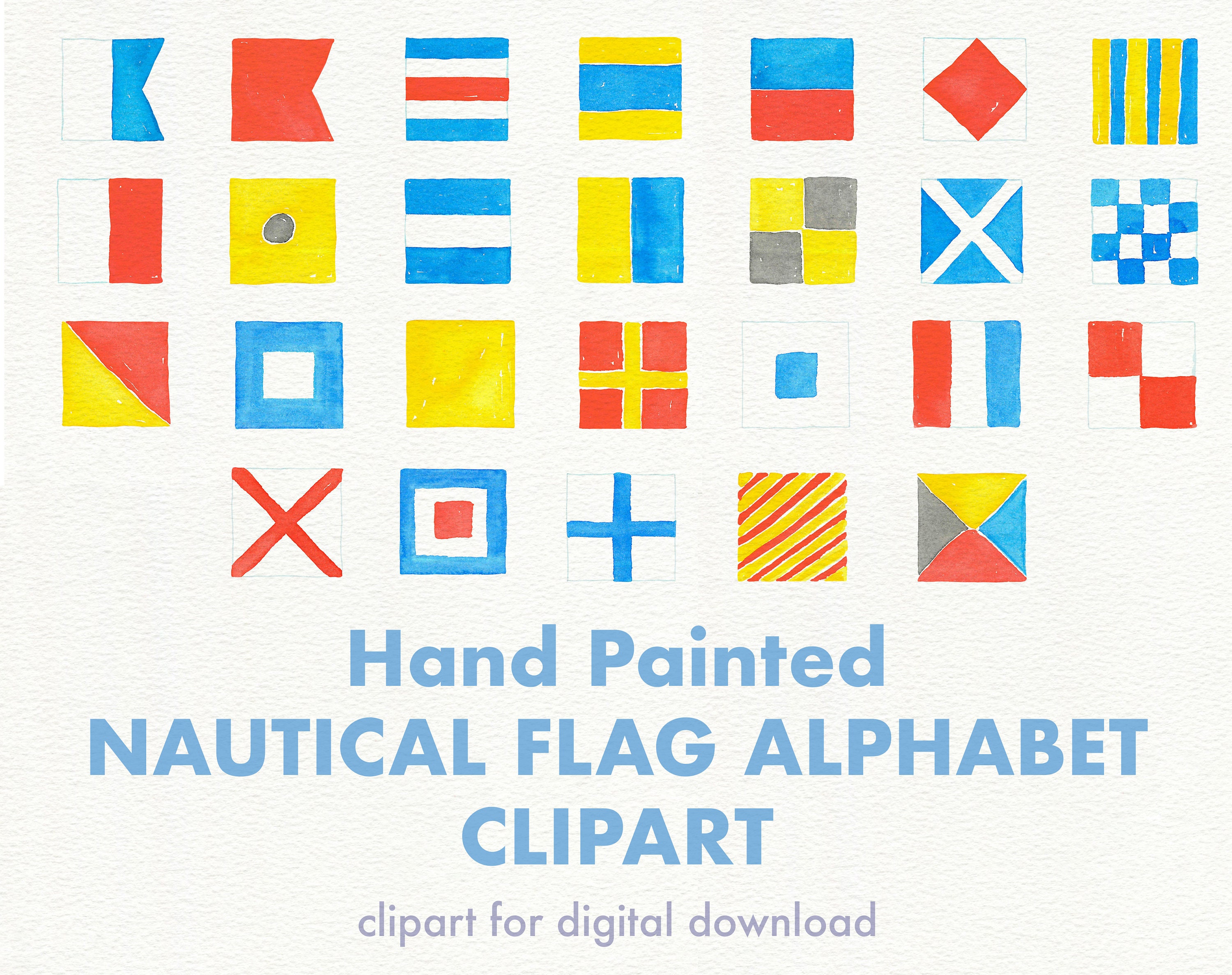 Nautical Flag Alphabet Clip Art Hand Painted Watercolor Illustration ...