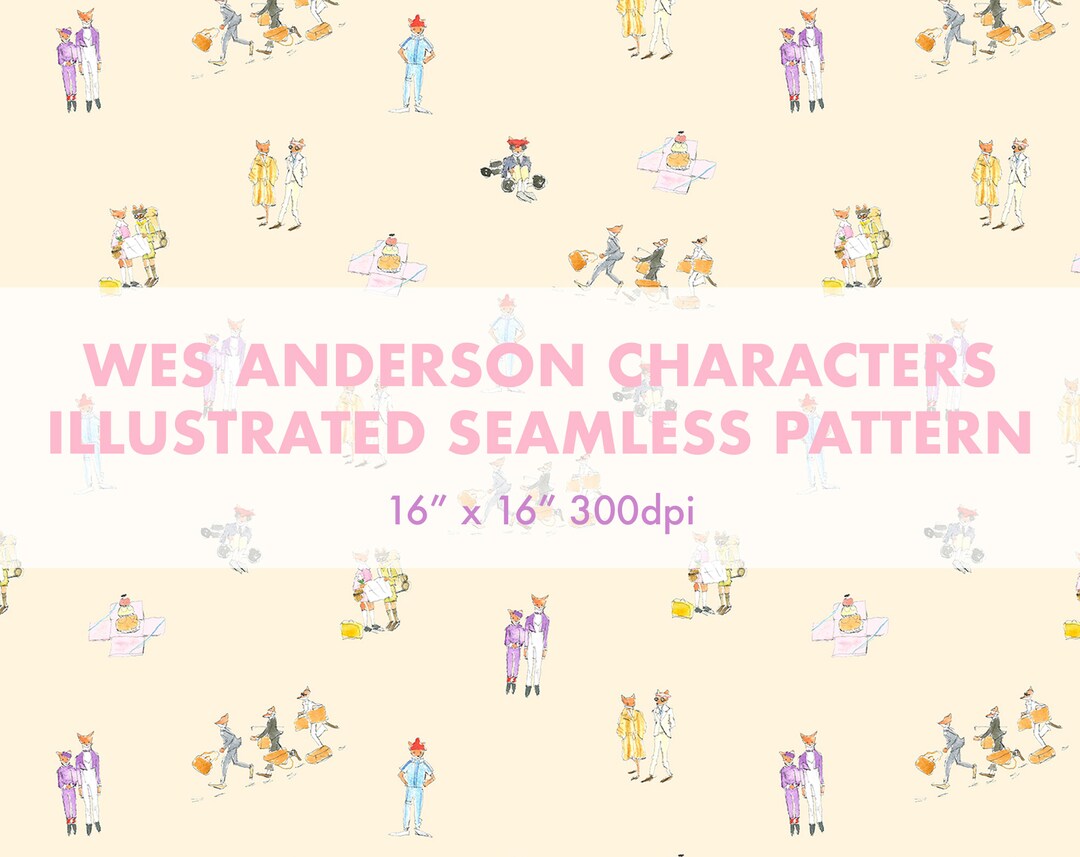Wes Anderson Inspired Pattern Digital Download Illustrated Watercolor ...