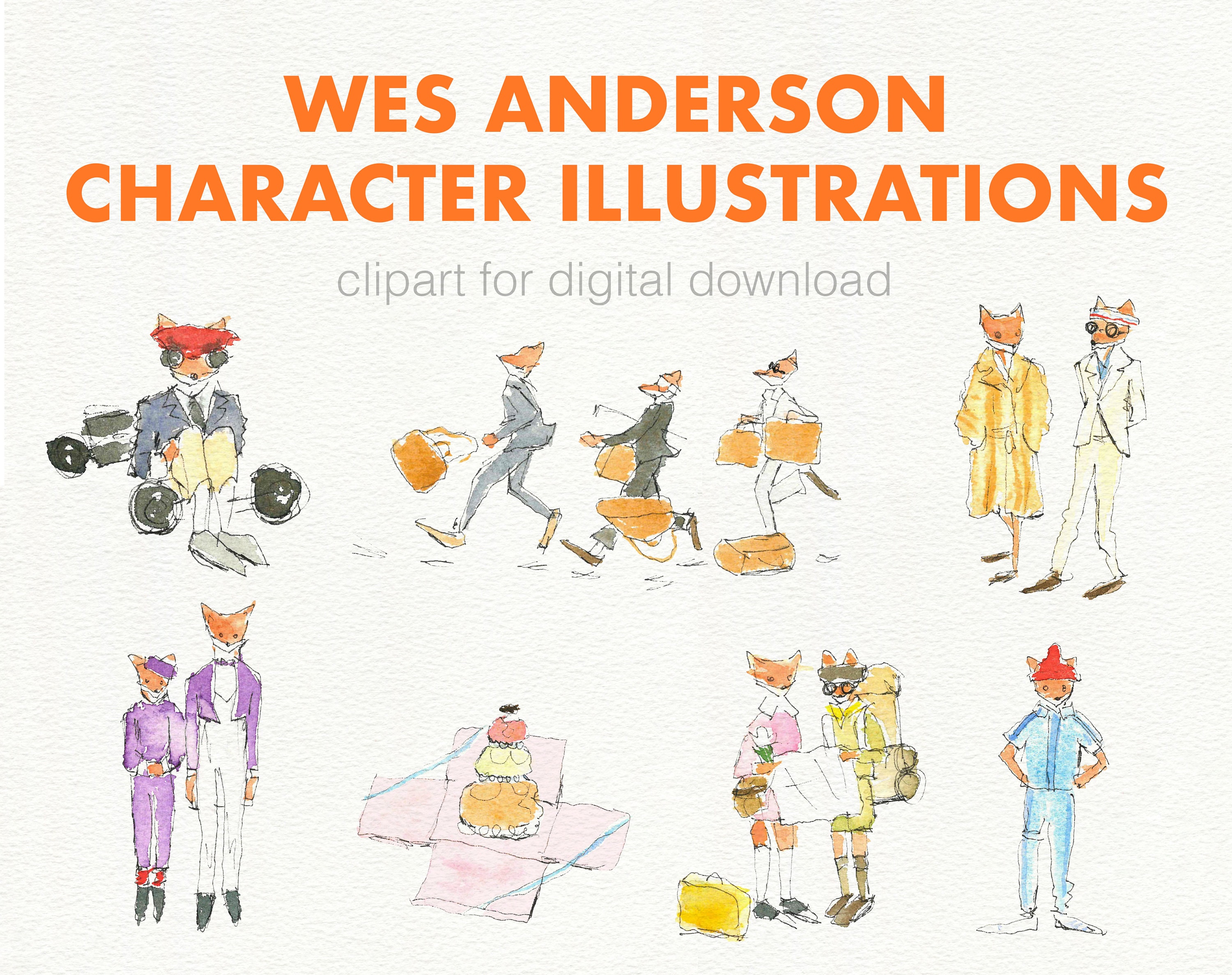 Watercolor Fox Clipart Bundle, Whimsical Character Illustrations ...