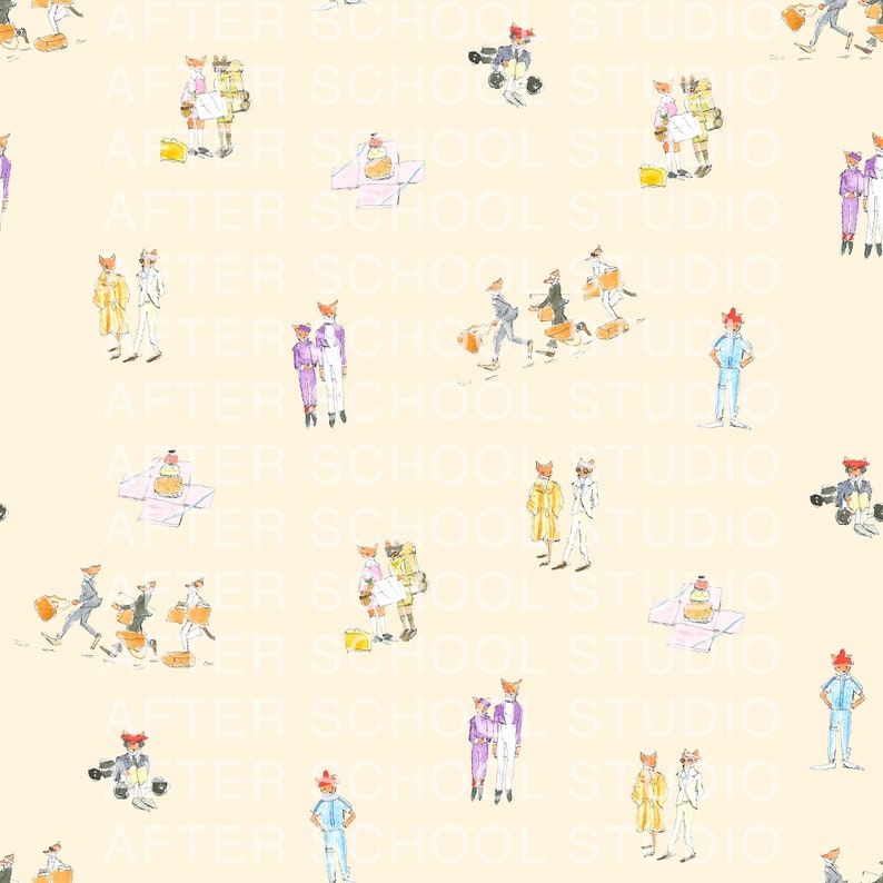 Wes Anderson Inspired Pattern Digital Download Illustrated Watercolor ...
