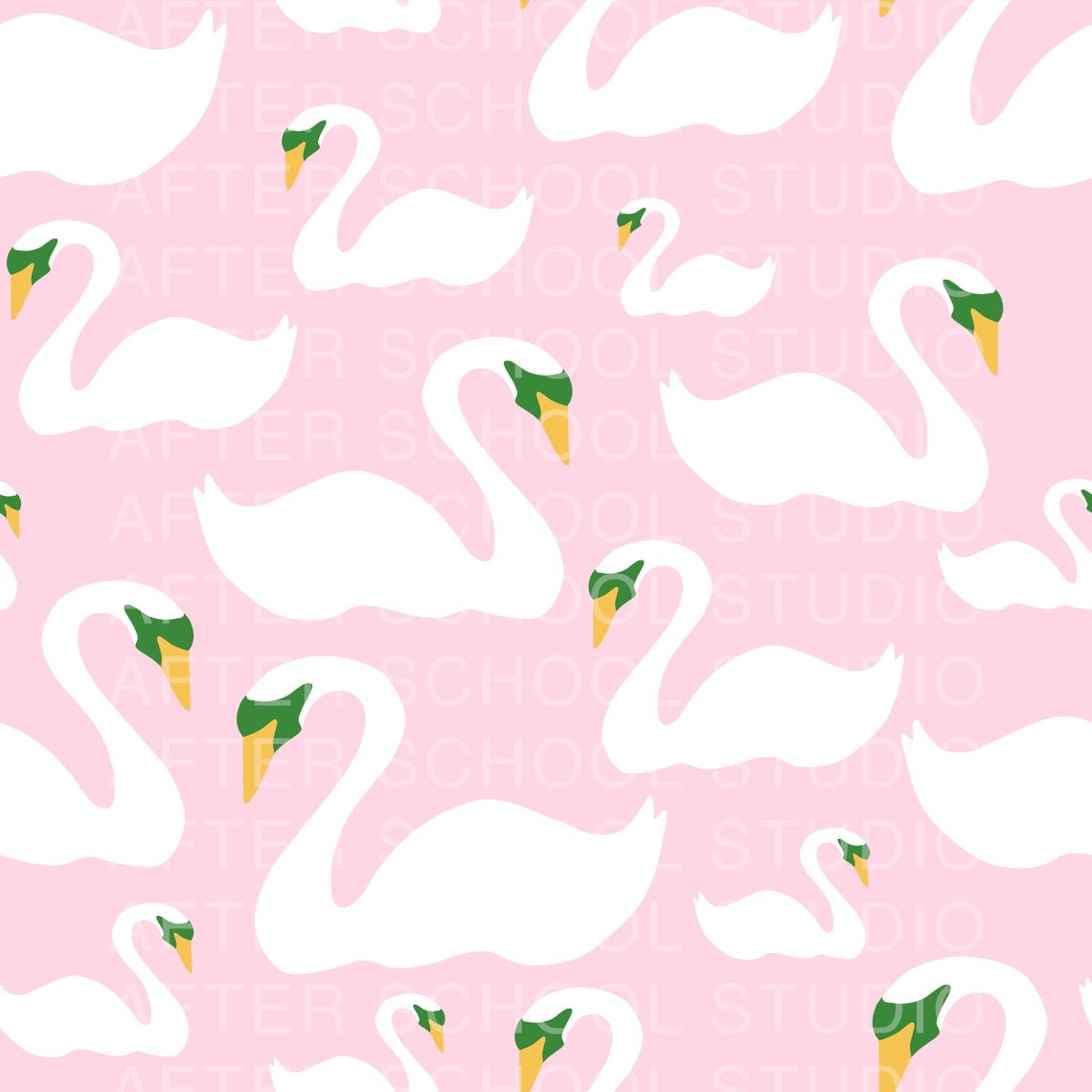 Pink Swan Seamless Repeating Pattern for Digital Download - Etsy