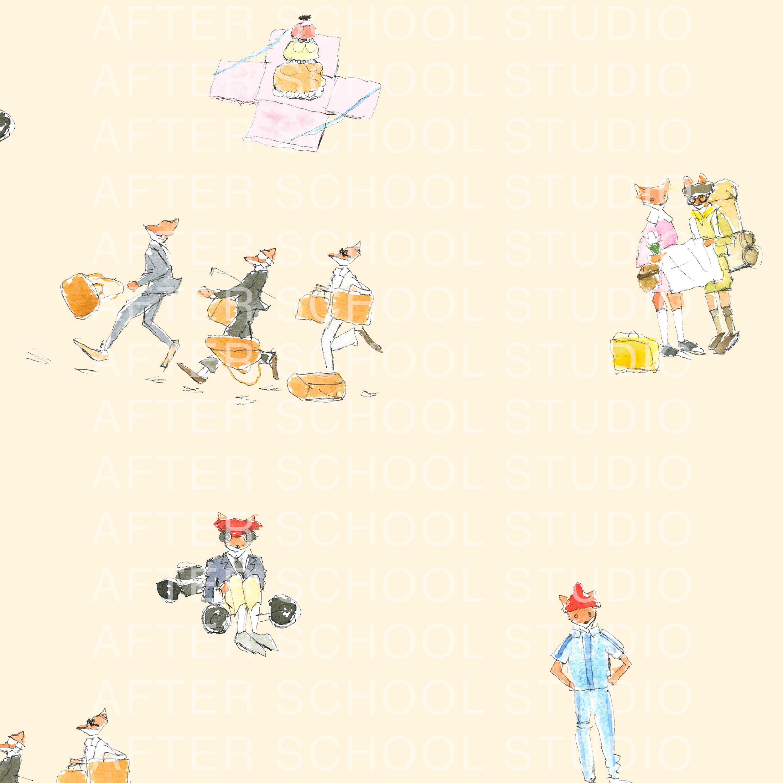 Wes Anderson Inspired Pattern Digital Download Illustrated Watercolor ...