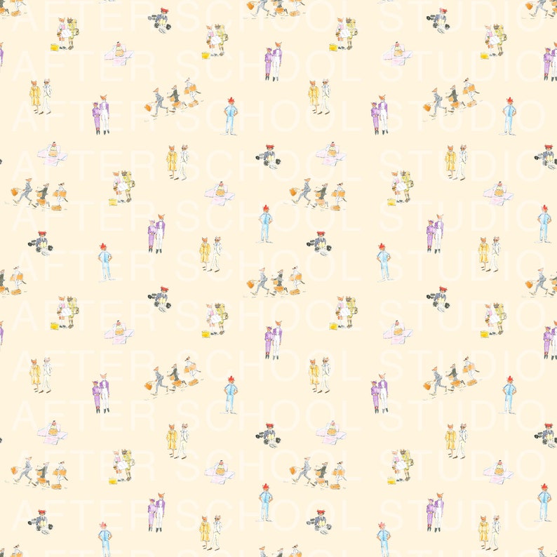 Wes Anderson Inspired Pattern Digital Download Illustrated Watercolor ...