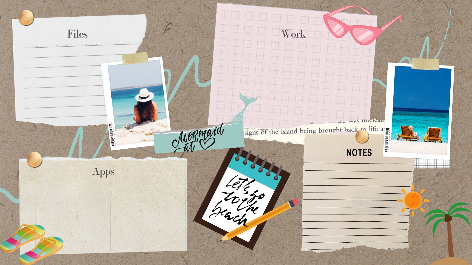 Beach Desktop Organizer Wallpaper - Etsy