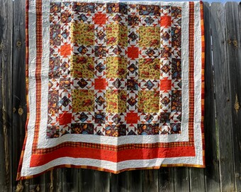 Autumn Leaves and Acorns Sofa Rag Quilt, Sofa Throw, Fall Rag Quilt ...