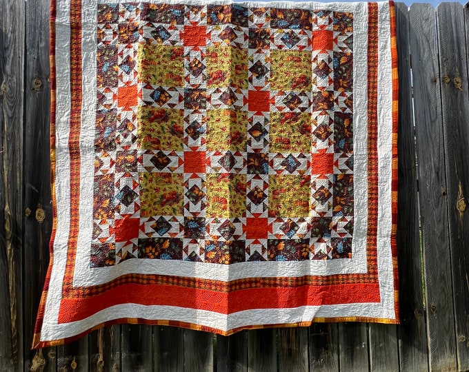 Autumn Leaves and Acorns Sofa Rag Quilt, Sofa Throw, Fall Rag Quilt ...