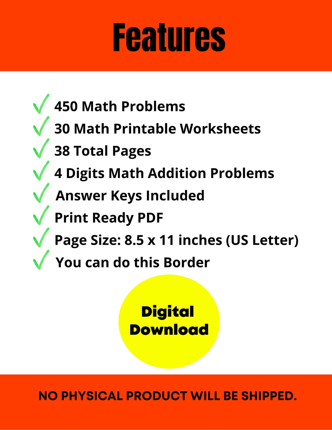 30 MATH ADDITION WORKSHEETS, 450 Math Problems, 38 Printable Pages, 8 ...