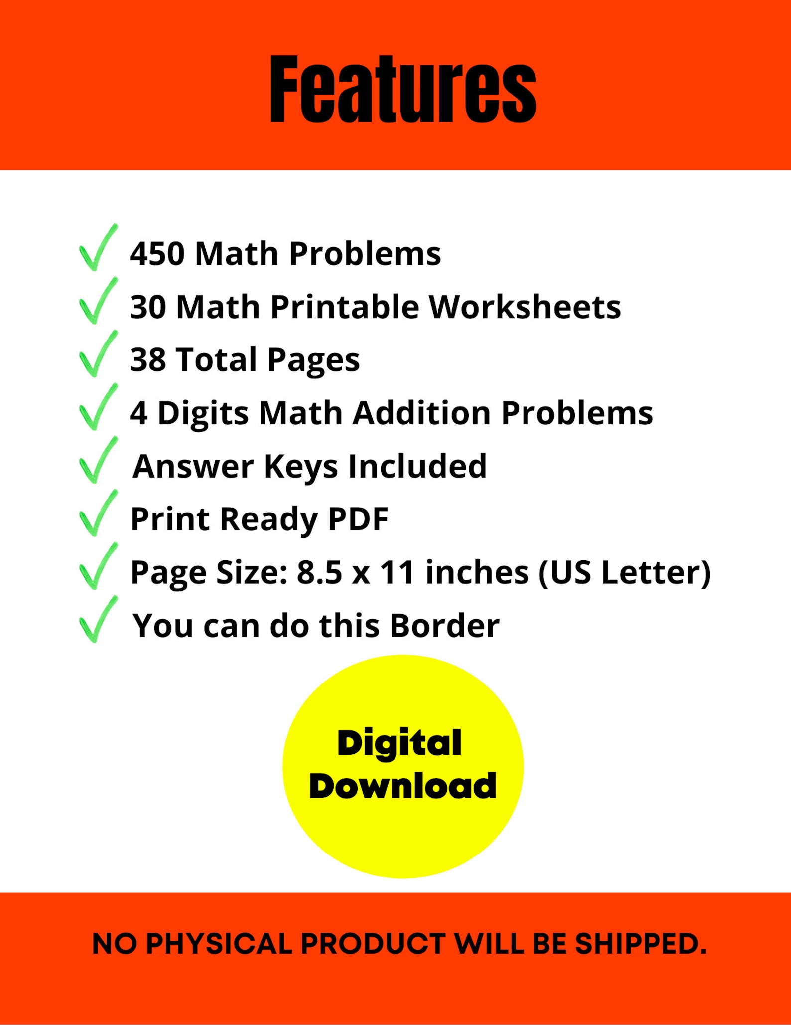 30 MATH ADDITION WORKSHEETS, 450 Math Problems, 38 Printable Pages, 8 ...