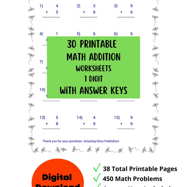 Addition Worksheets - Etsy