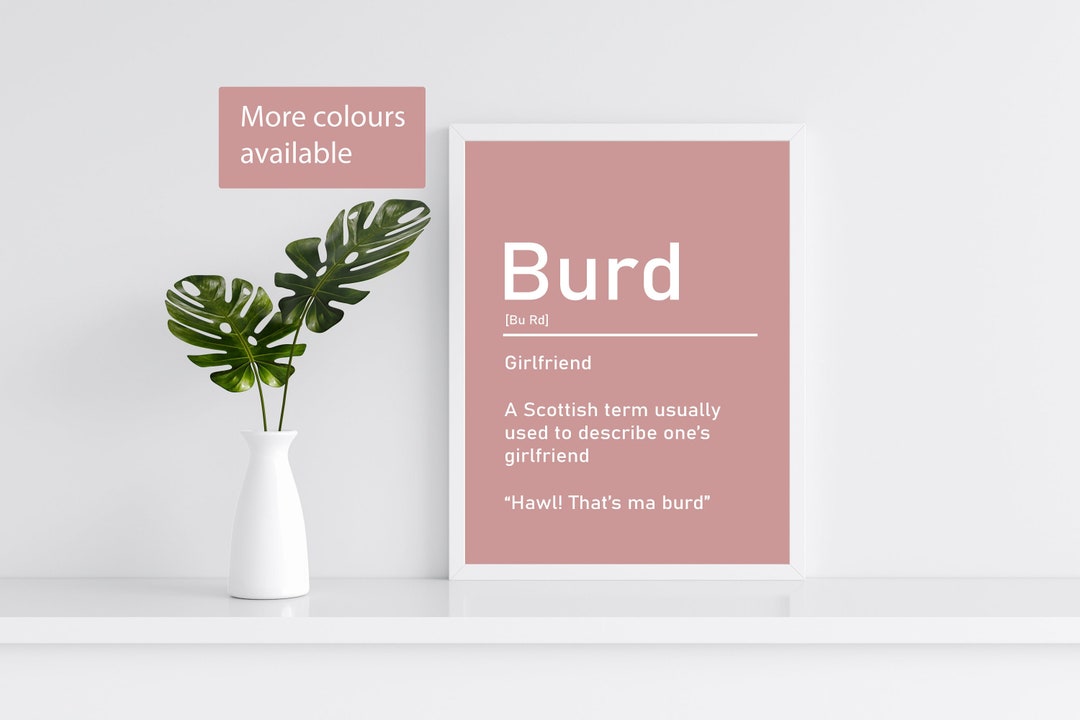 Burd Scottish Slang Definition Print / Pink, Green, Navy Printable ...