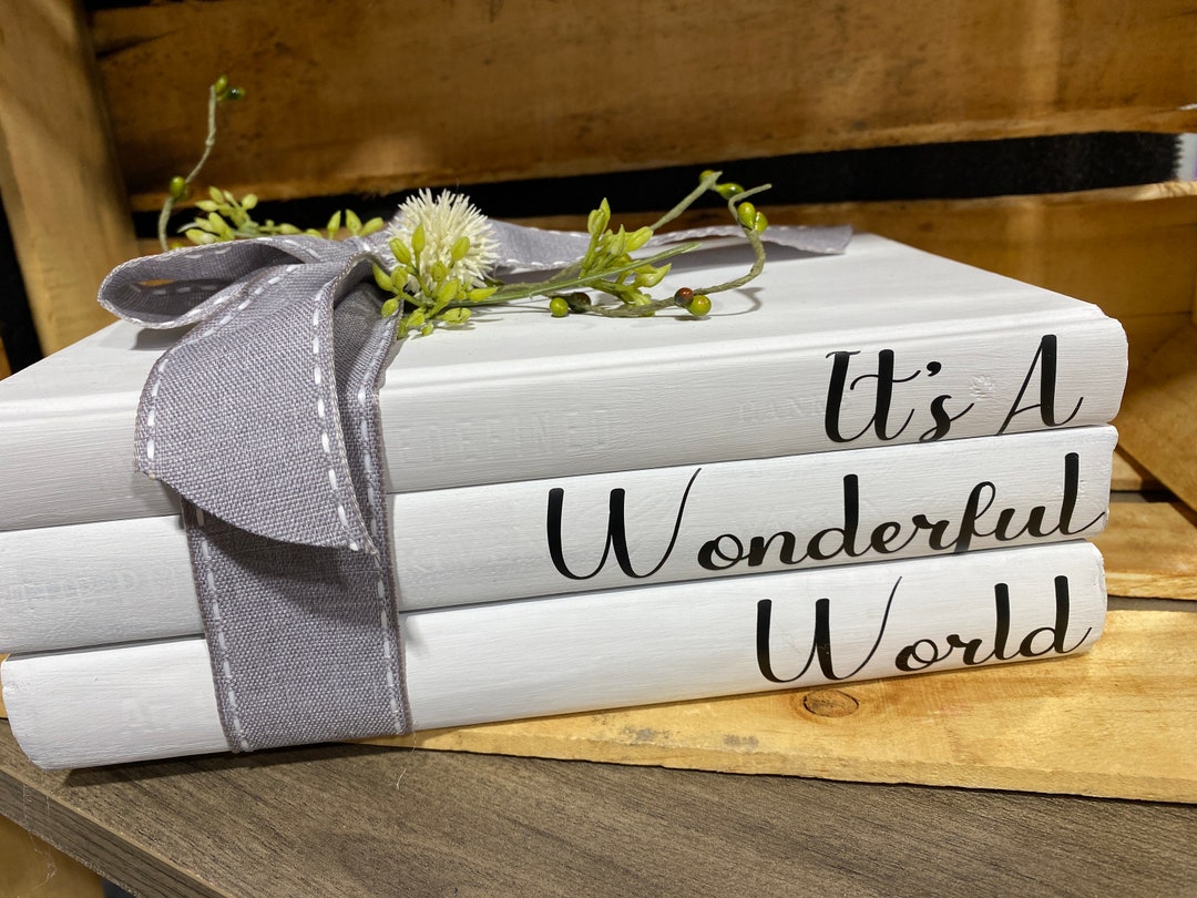 Farmhouse Book Stack / Book Stack / It’s A Wonderful World / Book ...