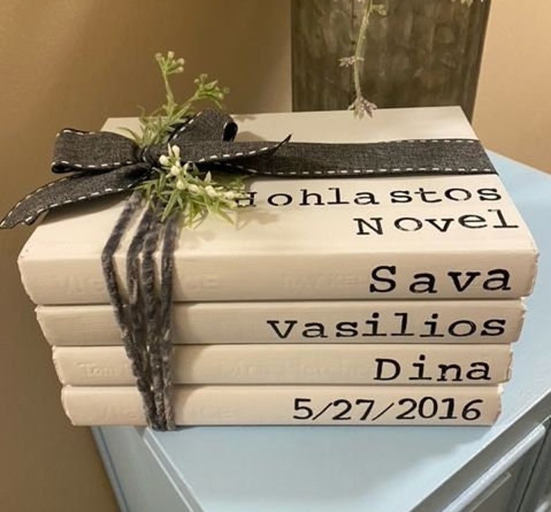 Custom Farmhouse Book Stacks / Painted Personalized Book Stack / Hand ...