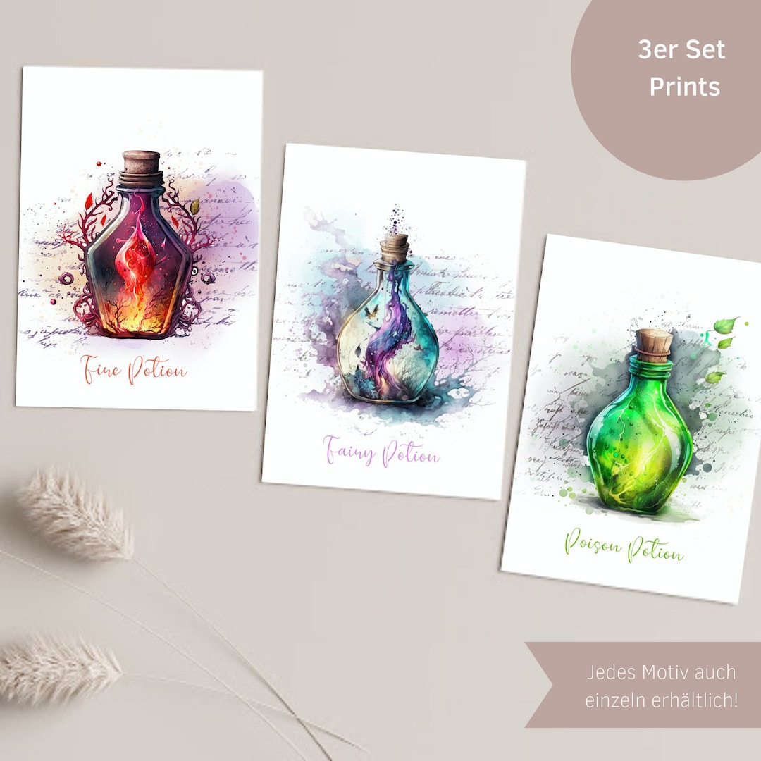 Magic Potion Card Set Fan Art Picture Set 3 Pieces - Etsy