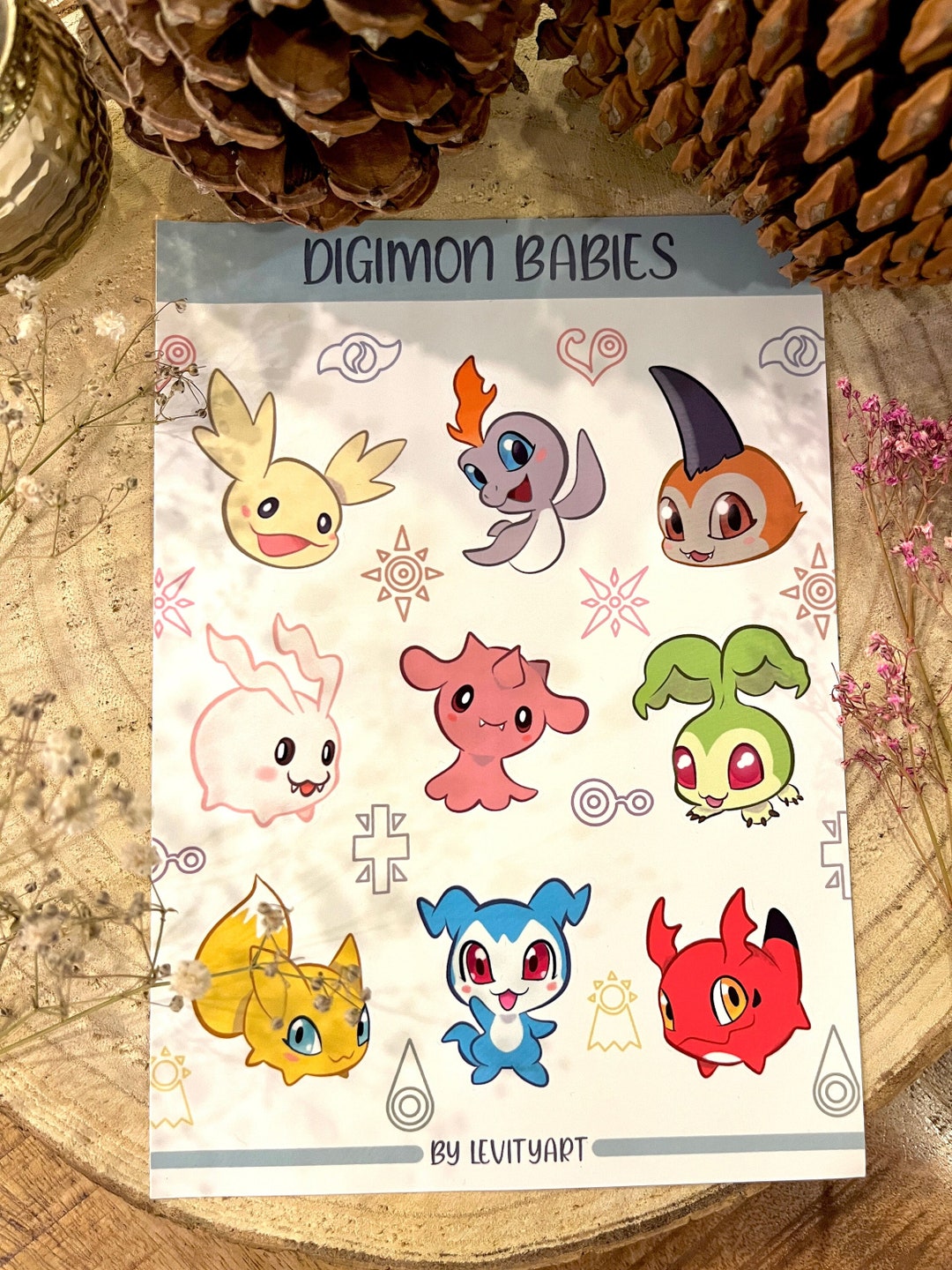 Digimon Babies Sticker Sheet Gift for Anime Fans Fan Art Sticker DIN A5 ...