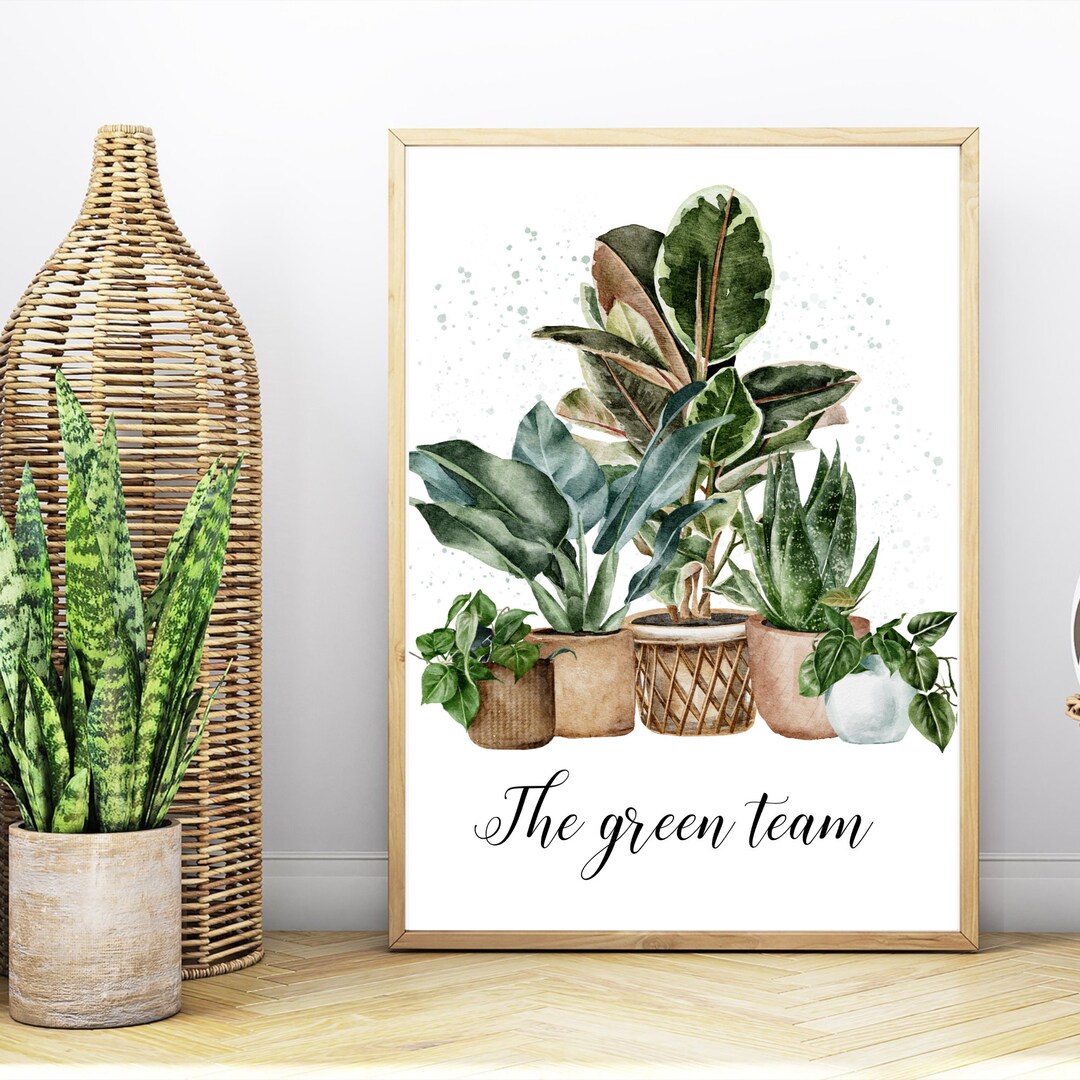 Houseplants Poster Botanical Prints Gift for Plant Lovers Watercolor ...