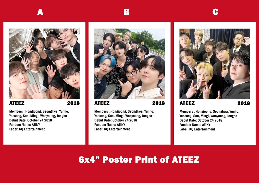 ATEEZ Group and Members Aesthetic 6x4" Minimalist-style Poster Print ...