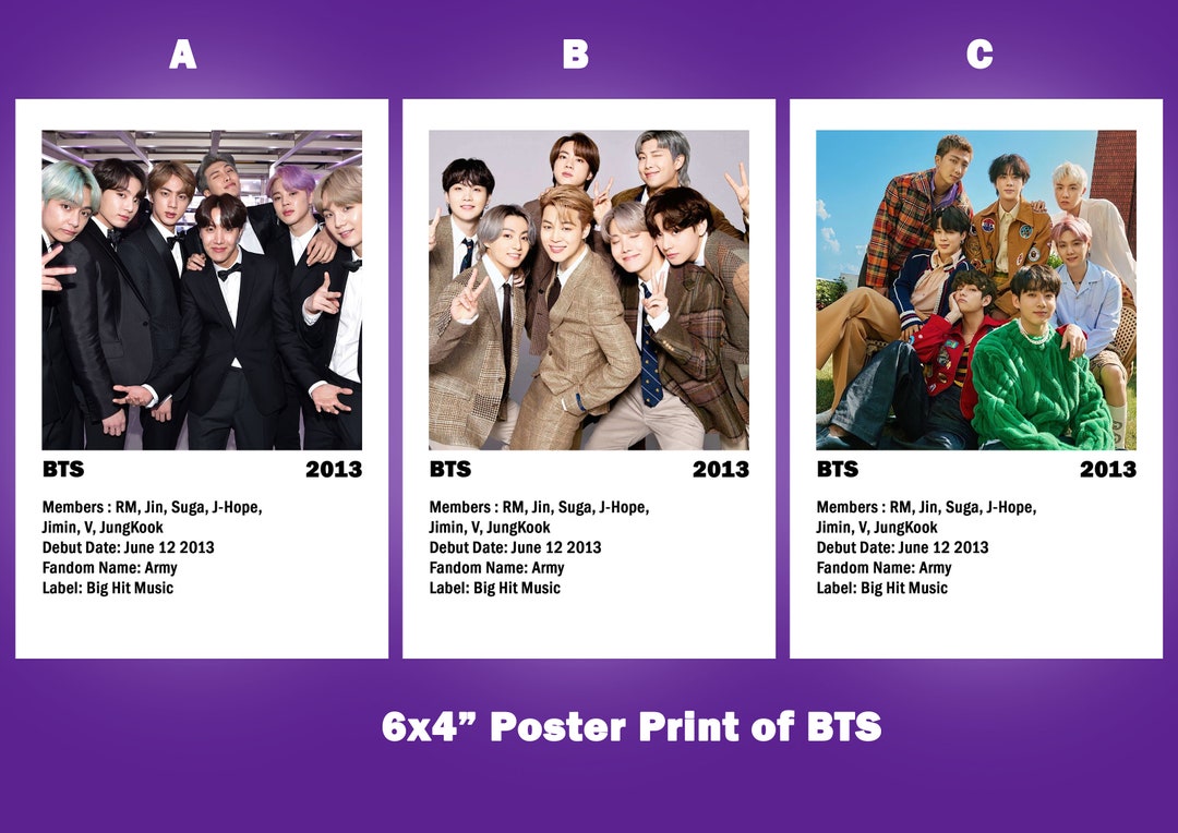 BTS Group and Members Aesthetic 6x4" Minimalist-style Poster Print RM ...