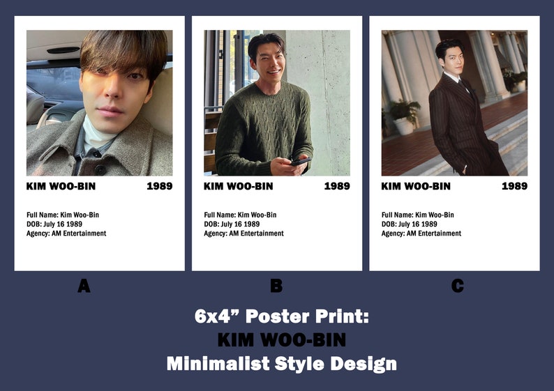 Kim Woo-bin Aesthetic 6x4" Minimalist-style Poster Print - Etsy