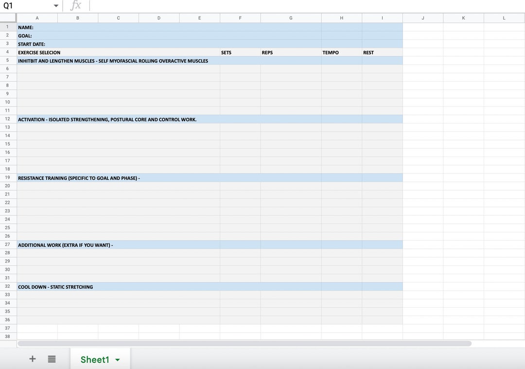 Detailed Workout Program/plan for A Full Workout / Warm up / Exercise ...