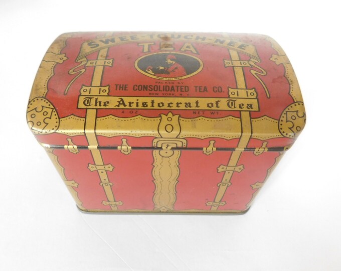 Vintage Tea Tin, Swee-touch-nee, Red Tin, Treasure Chest, Consolidated ...