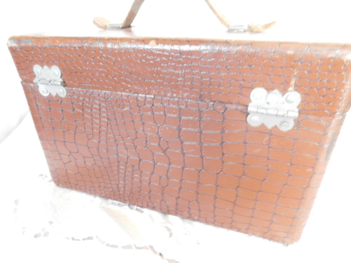 Vintage Brown Case Suitcase Carrying Case Makeup - Etsy