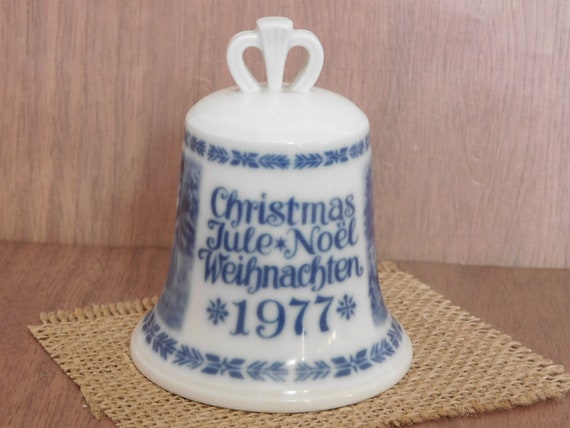 Vintage Bell Christmas Winter German Bell 1977 Blue and - Etsy