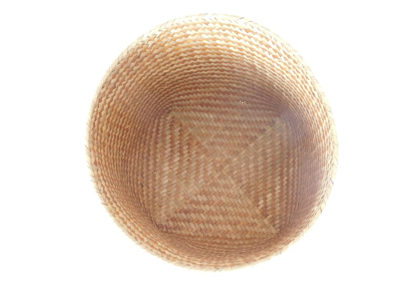 Vintage Basket, Boho, Eclectic, Round, Storage, Organization, Woven ...