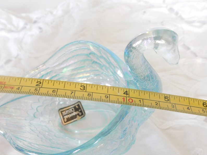 Vintage Glass Swan Light Blue Iridescent Carnival Glass - Etsy