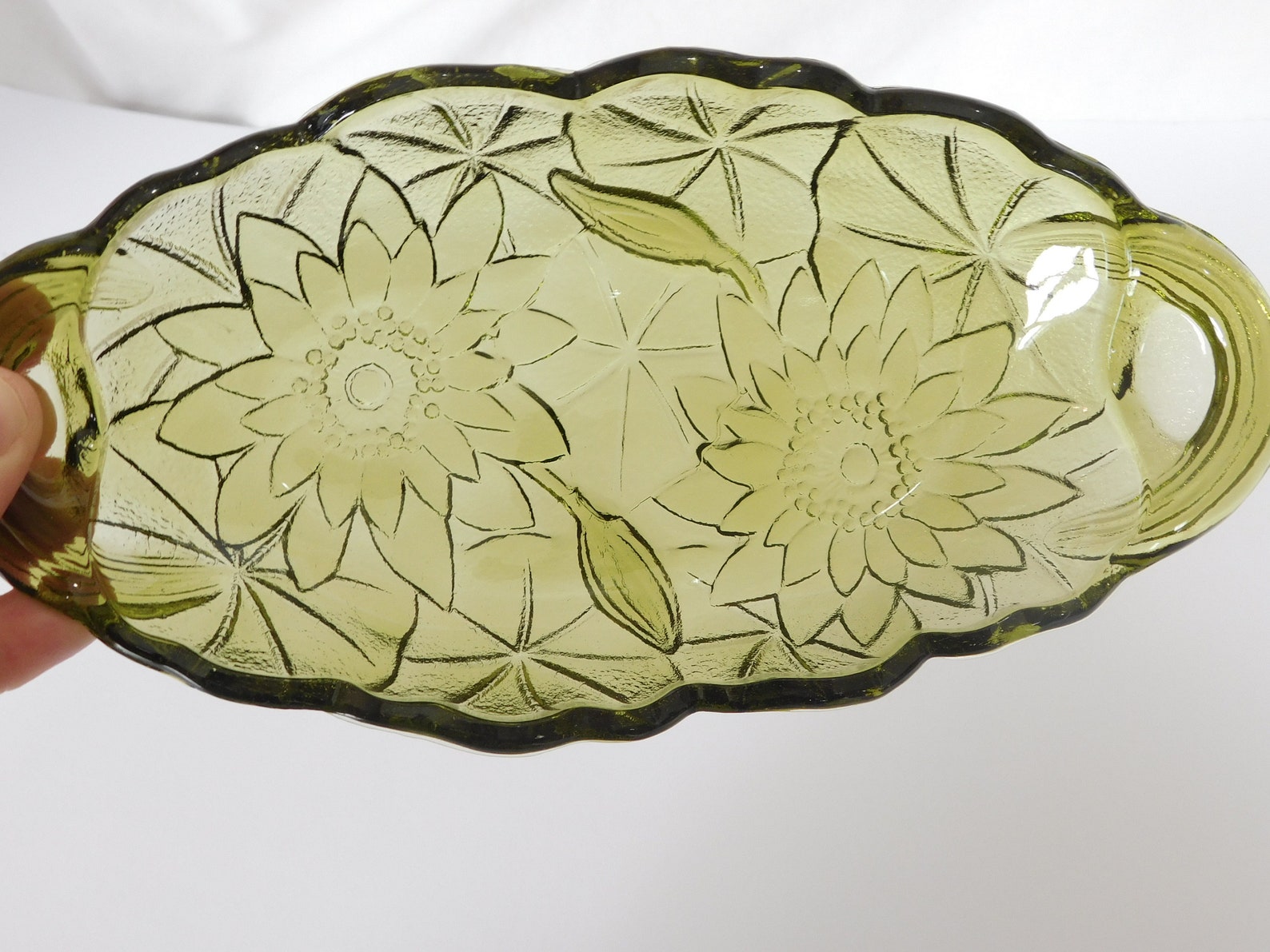 Vintage Relish Dish, Flower Dish, Indiana Glass, Lily Pons, Avocado ...