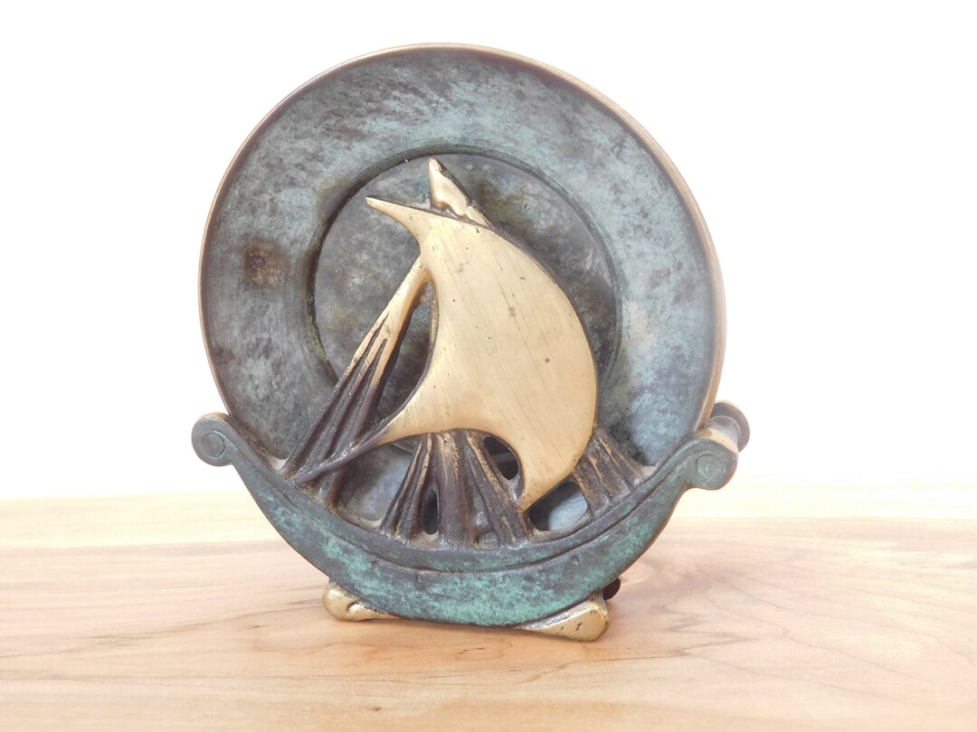 Vintage Coaster Set, Nautical, Metal, Ship Art, Made in Israel, 6 ...