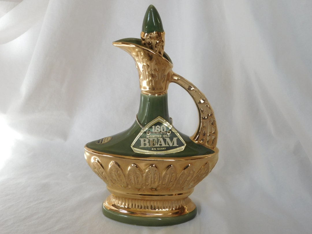 Vintage Decanter, Jim Beam, 1967, 1960's, Regal China, Green and Gold ...