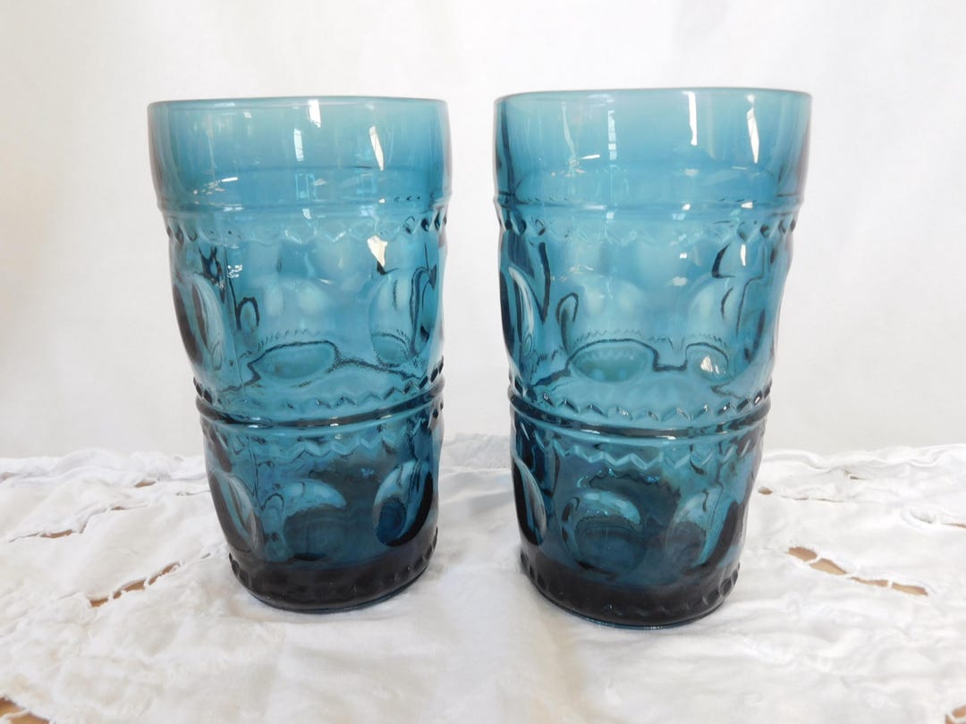 Vintage Tumblers, Glass, Indiana Glass, Thumbprint, Water Glasses, Set ...