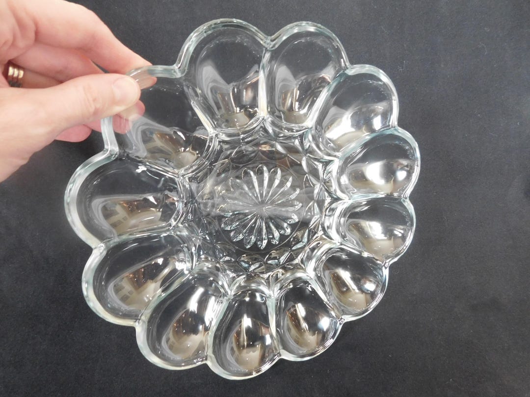 Vintage Egg Plate, Deviled Egg Plate, Platter, Serving Tray, Glass ...