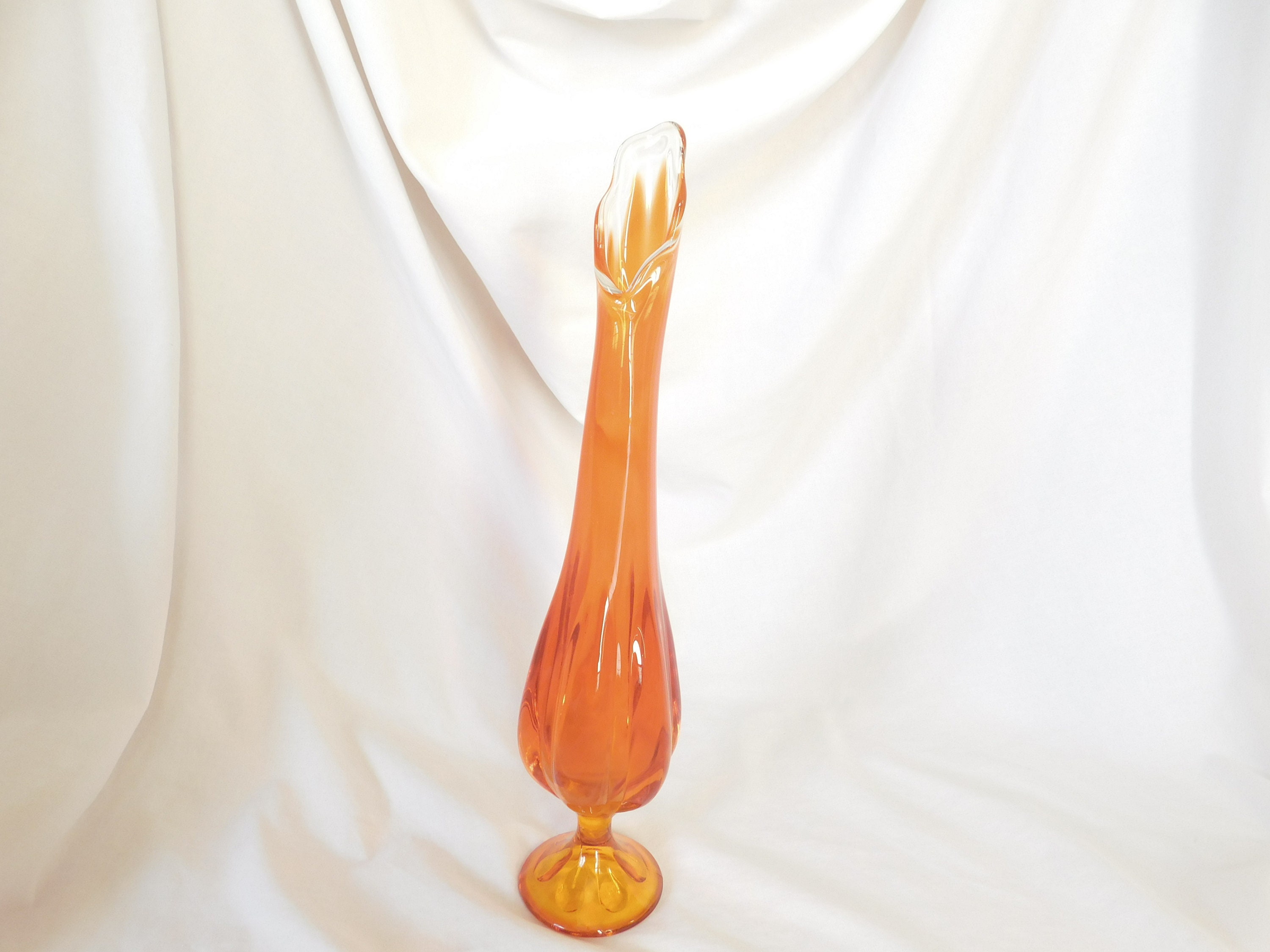Vintage Swung Vase, Orange, Viking, Six Petal, Orange Home Decor ...