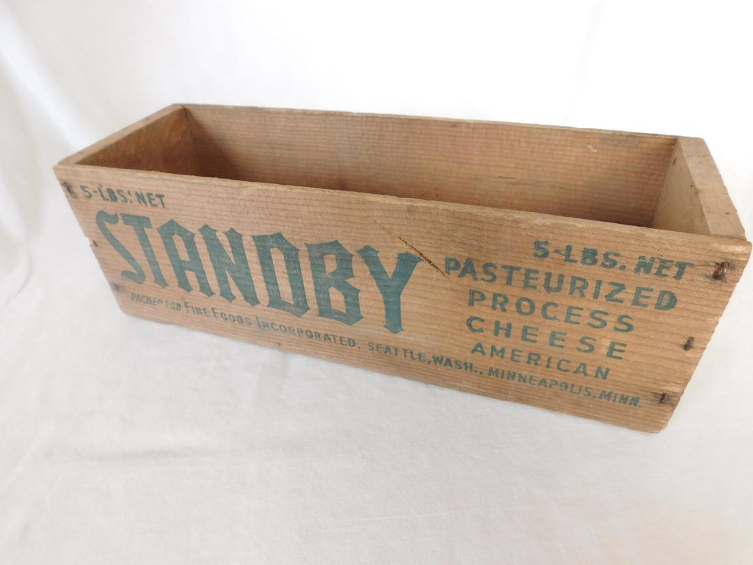 Vintage Wood Box, Cheese Crate, Standby, Pasteurized, Process Cheese ...