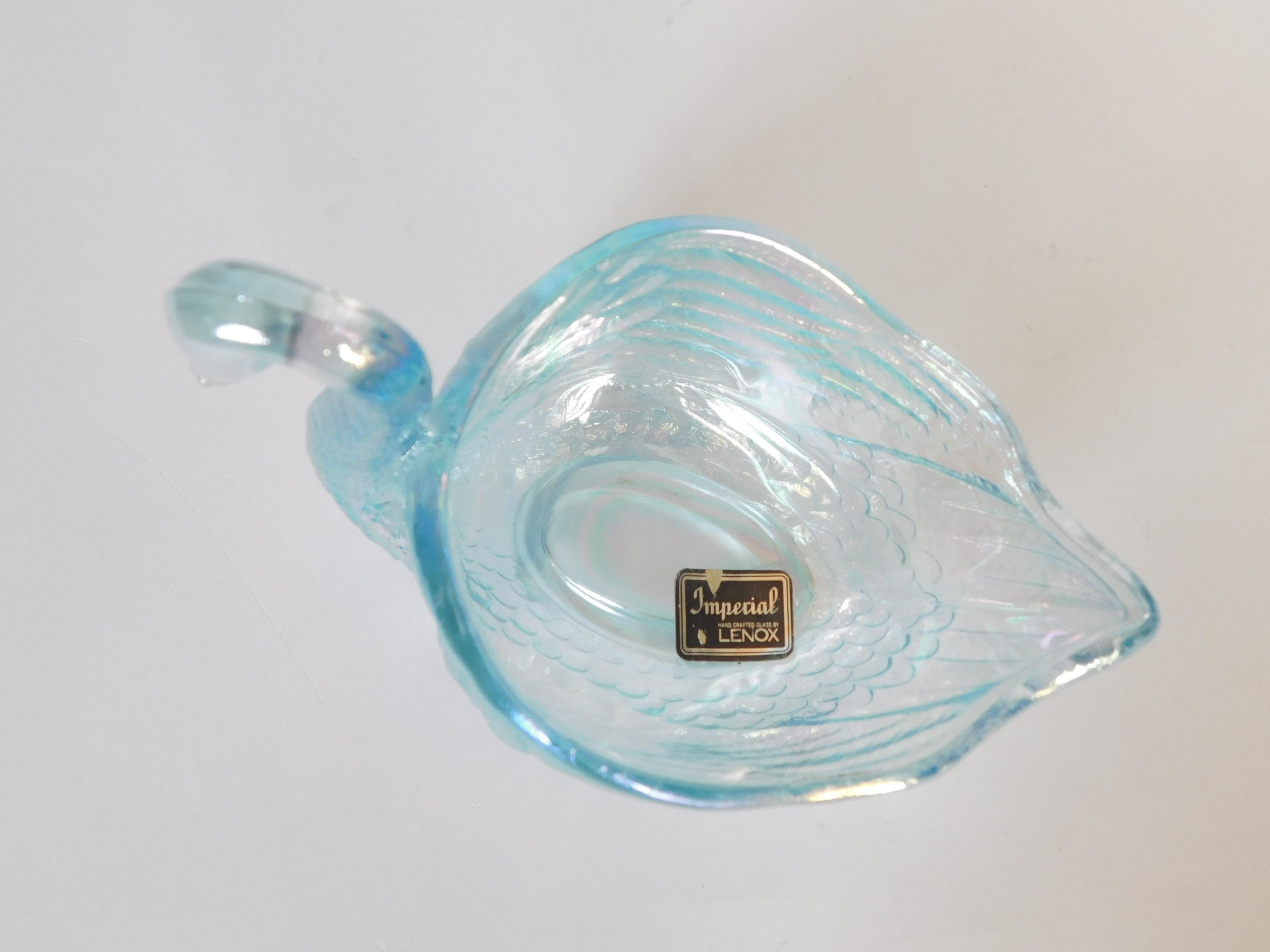 Vintage Glass Swan Light Blue Iridescent Carnival Glass - Etsy