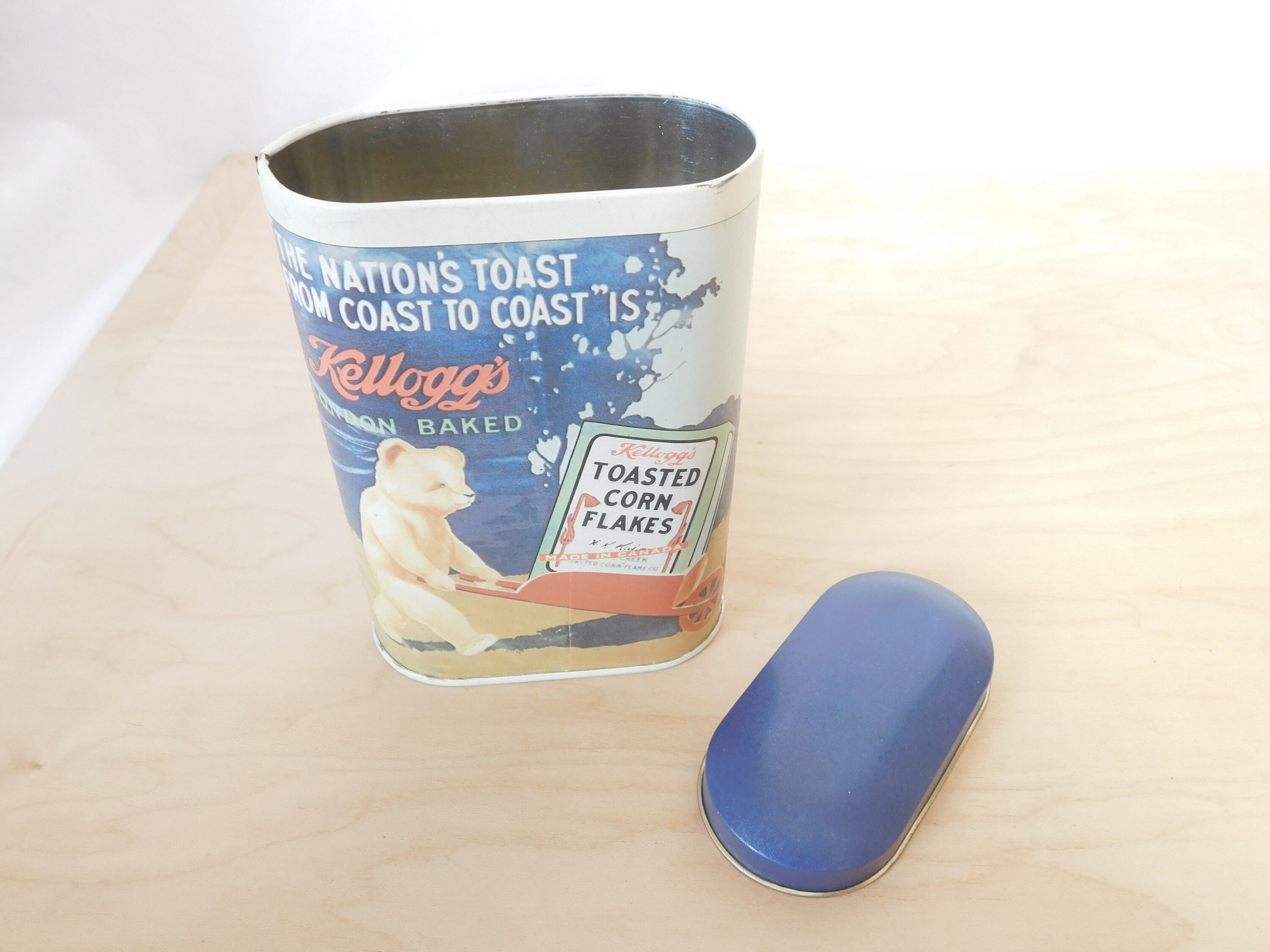 Vintage Tin, Cereal Tin, Kellogg's, Toasted Corn Flakes, 1980's, Made ...