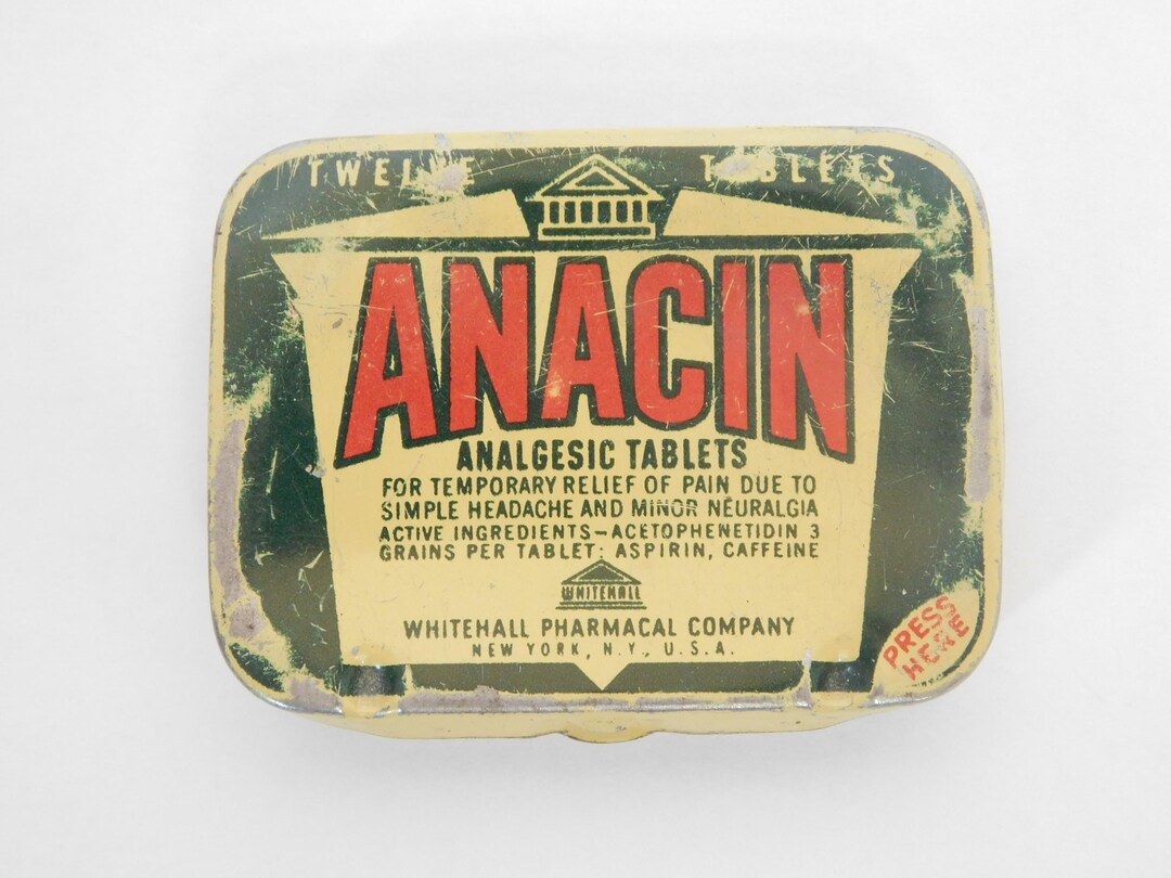 Vintage Tin, Anacin, Medicine Tin, Small, Pocket Size, Mid-century ...