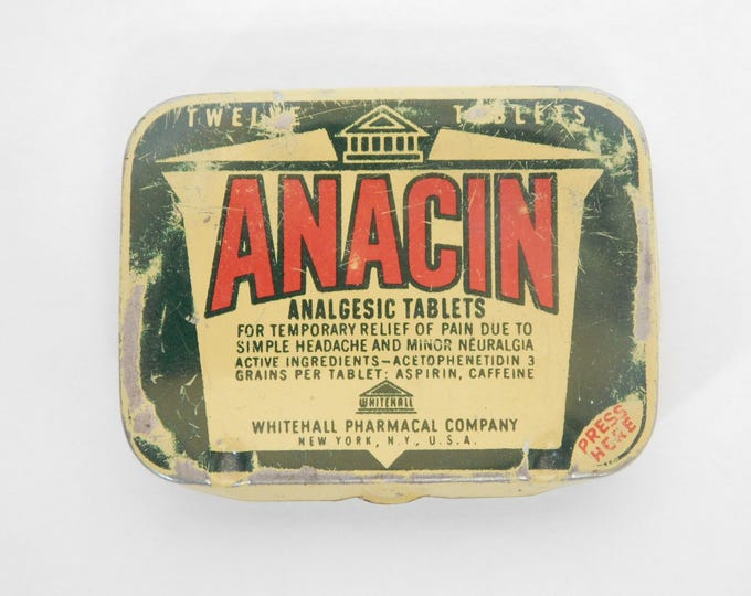 Vintage Tin, Anacin, Medicine Tin, Small, Pocket Size, Mid-century ...