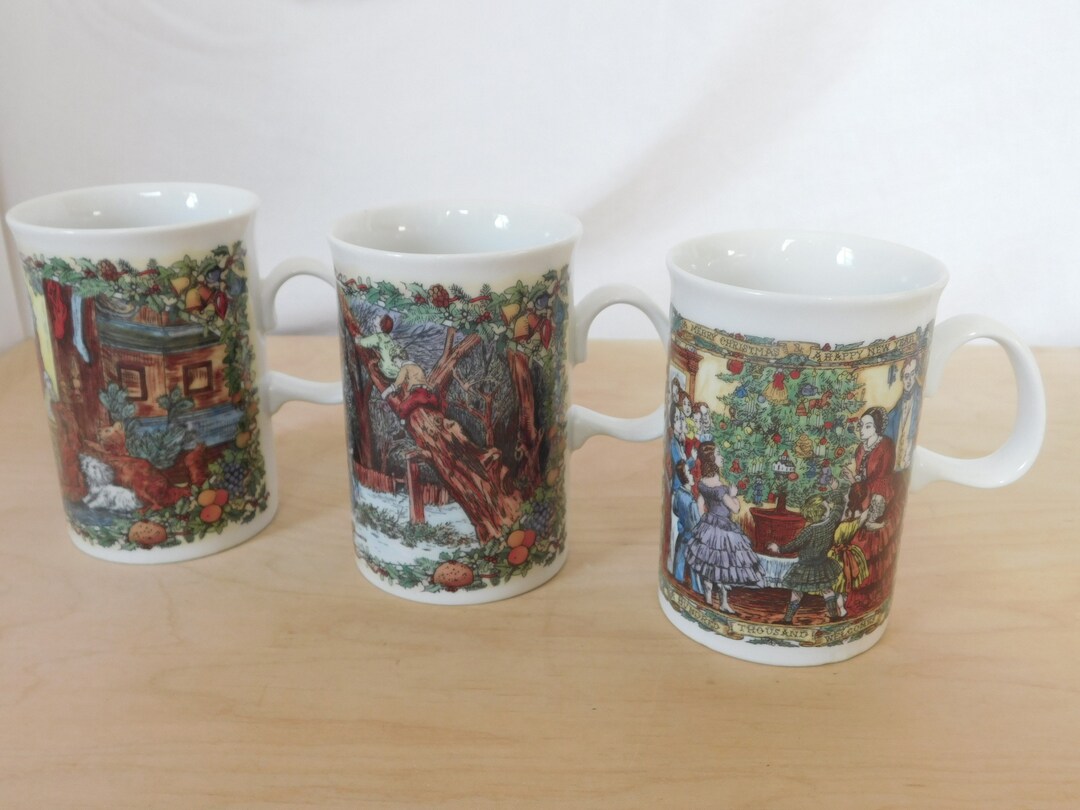 Vintage Mug Set, Set of 3, Dunoon, Christmas Cheer, Santa's Arrival ...