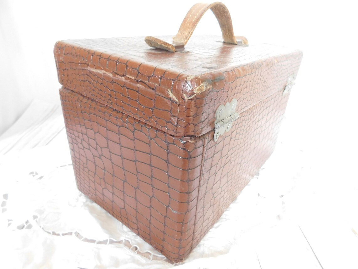 Vintage Brown Case Suitcase Carrying Case Makeup - Etsy