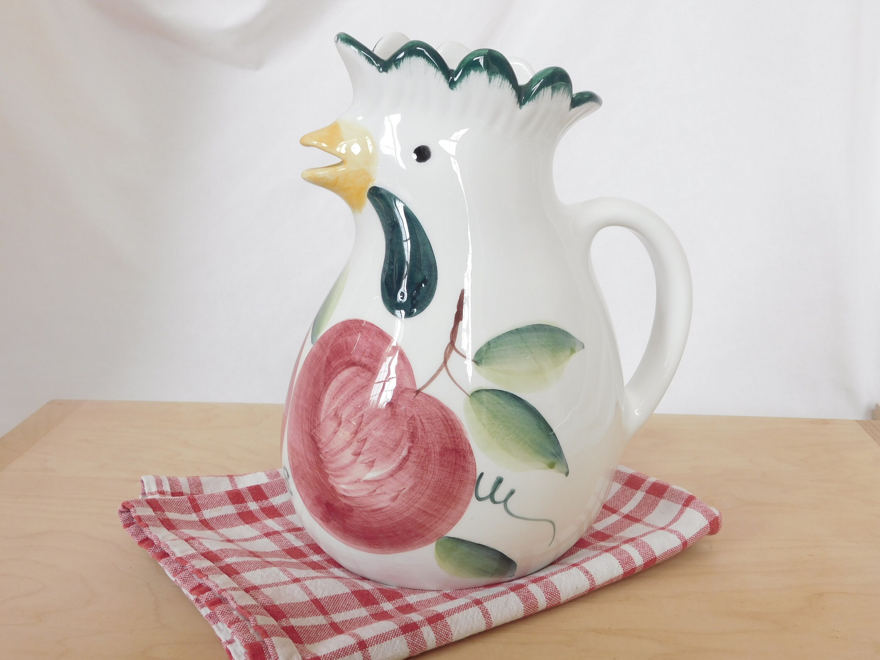 Vintage Pitcher Rooster Fruit Themed Ceramic Made in - Etsy