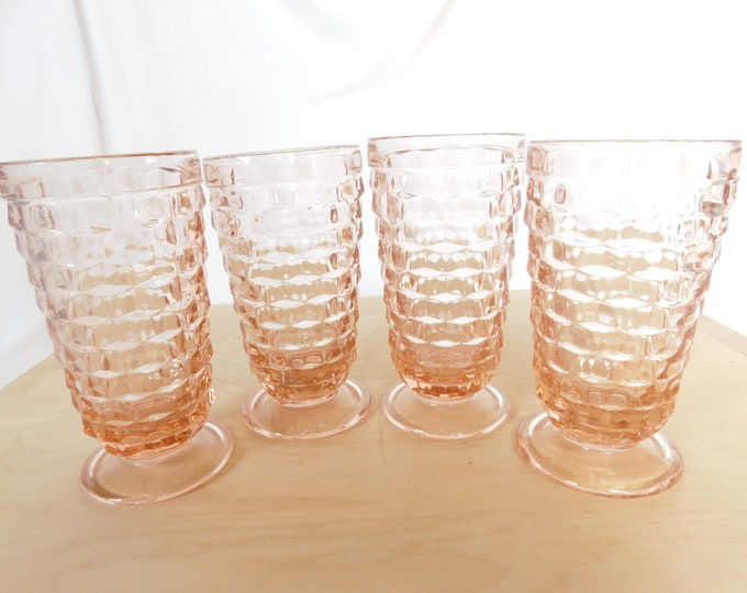Vintage Glasses, Set of 4, Whitehall, Cubist, Indiana Glass, Peach ...